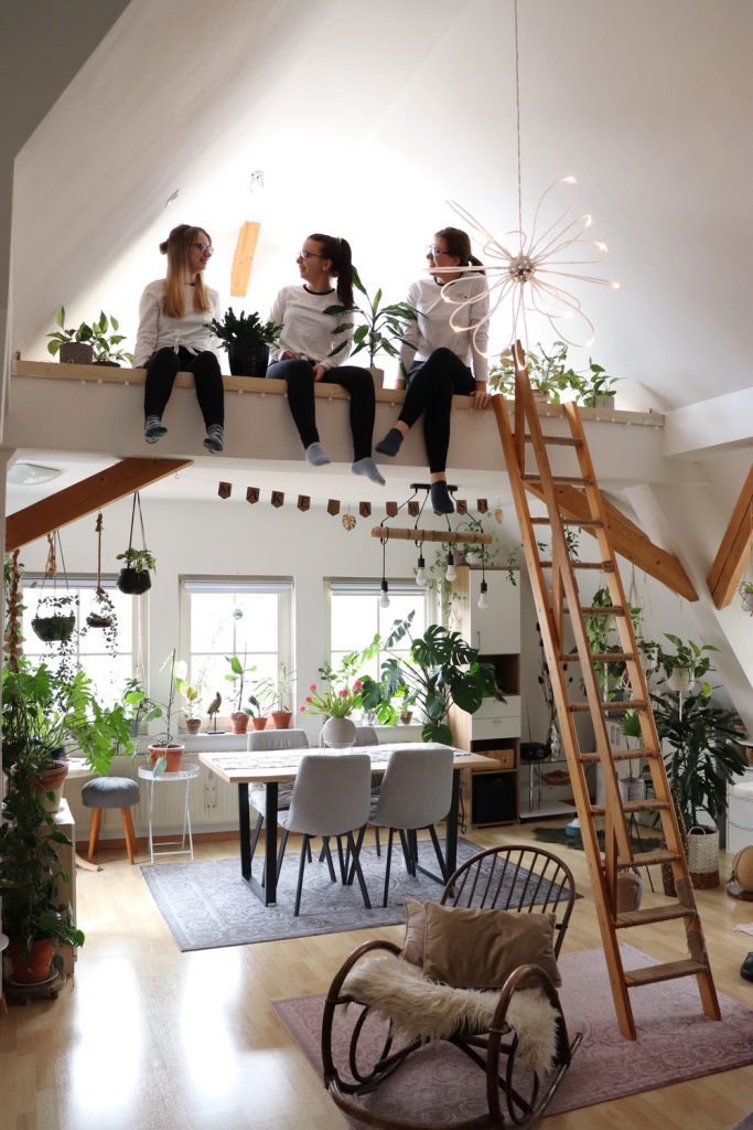 Urban jungle loft apartment with a DIY Swing - Hanging Chairs